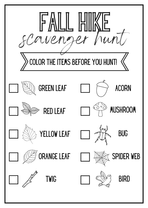 FREE Fall Scavenger Hunt Printable